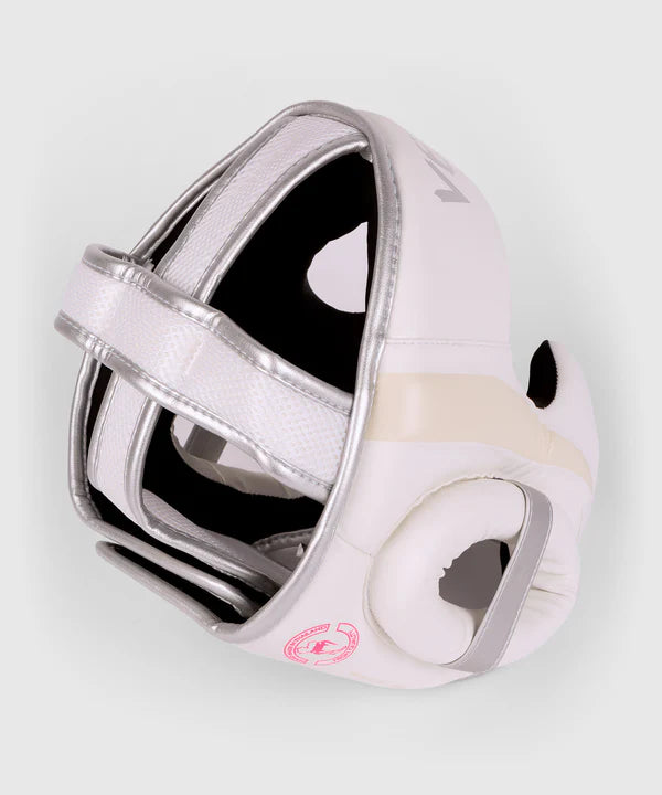 VENUM ELITE SPARRING HEADGEAR HEAD GUARD PROTECTOR SIZE FREE White Sil ...