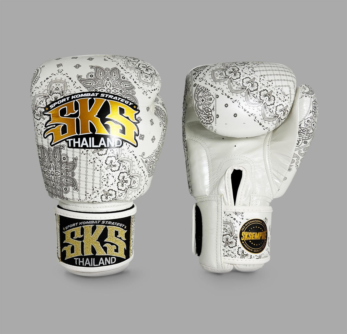 SKS Empire Muay Thai Boxing Gloves 10-16 OZ WHITE – AAGsport