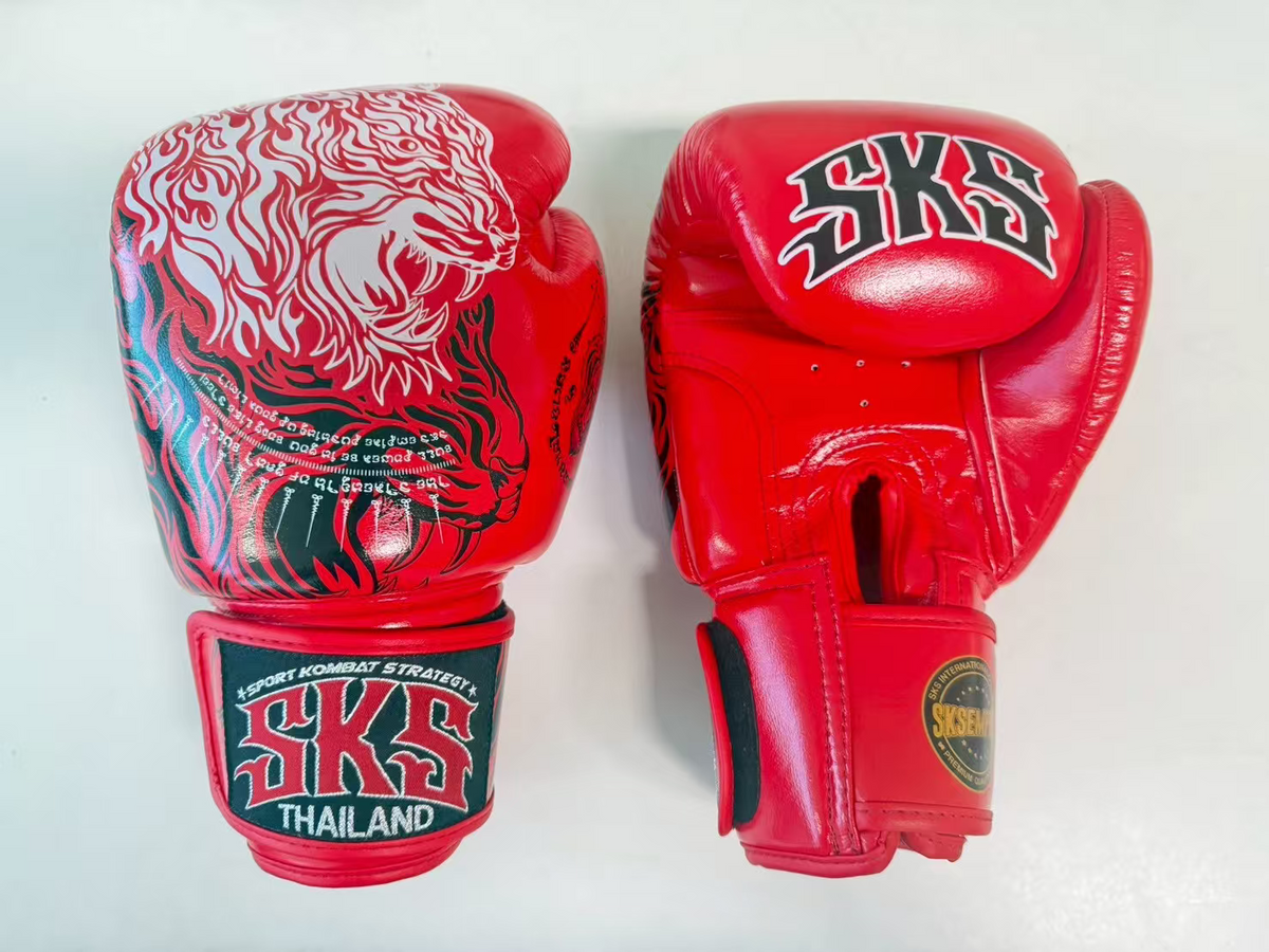 SKS Empire Art of Tiger Muay Thai Boxing Gloves 10-16 OZ Red – AAGsport
