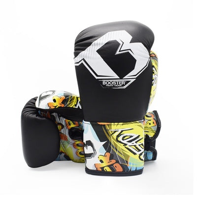 BOOSTER COMIC MUAY THAI BOXING GLOVES LACE UP 8-16 oz Black – AAGsport
