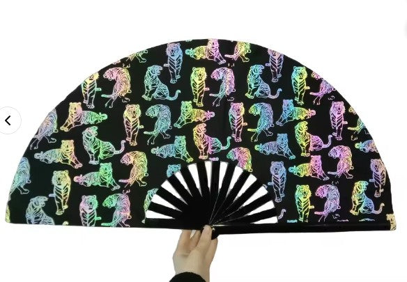 Carnival Party Dancing Performing UV Fluorescent Folding Hand Fan Bamb ...