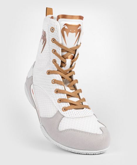 VENUM ELITE BOXING SHOES BOXING BOOTS EUR 40.5-44 WHITE/GOLD – AAGsport
