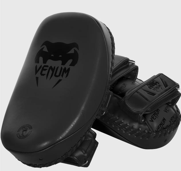 VENUM LIGHT 1175 MUAY THAI BOXING MMA KICK PADS Skintex Leather Black ...