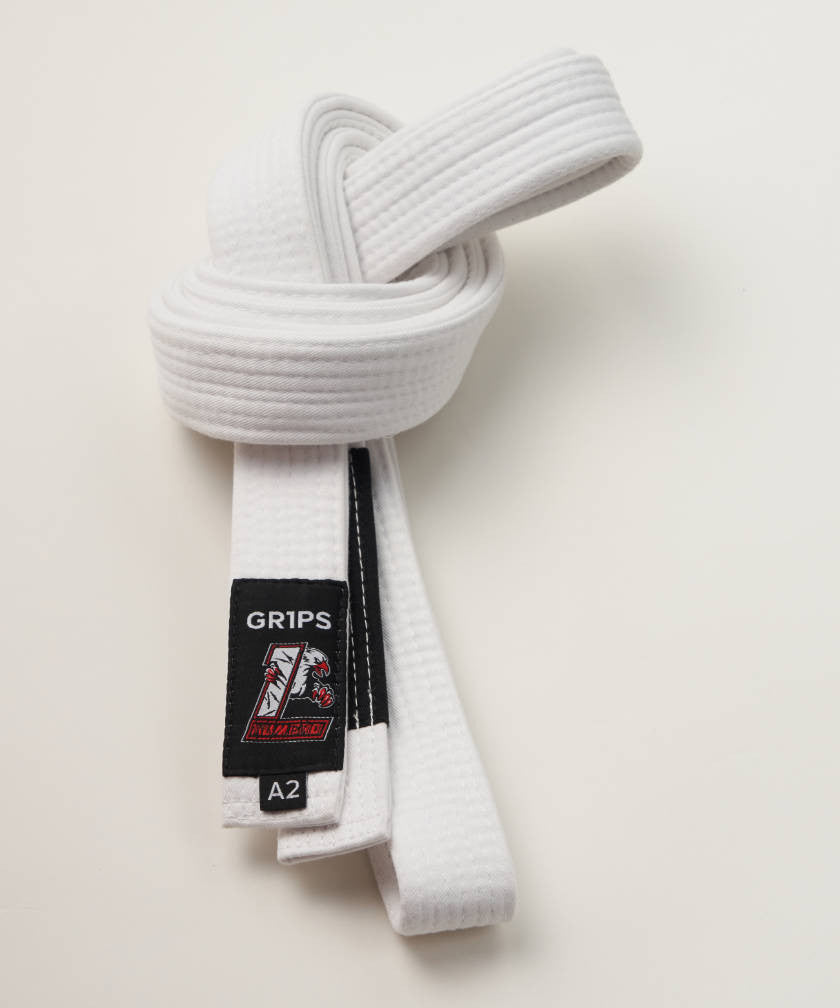 GR1PS BJJ Numero Uno Belt Size A2-A3 White – AAGsport