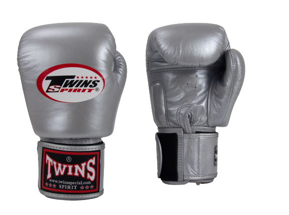 Twins Spirit BGVL3 MUAY THAI BOXING GLOVES Leather 8-16 oz Silver ...